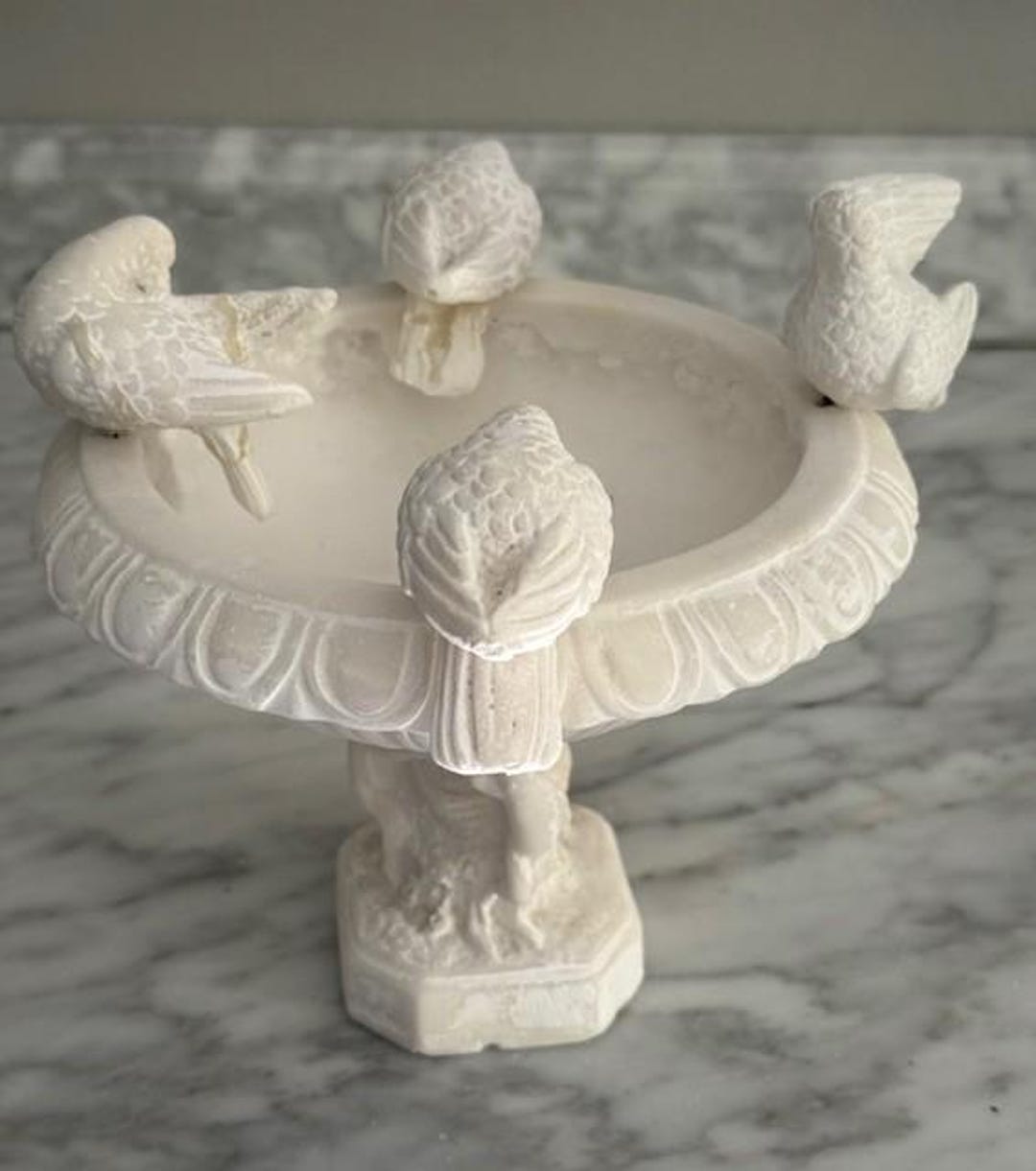 Vintage Doves Alabaster Bird Bath - Etsy