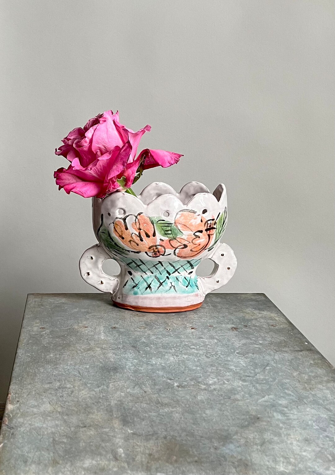 Small Urn Vase, Hand-built Ceramic Urn Vase, Flower Illustrated Vase - Etsy