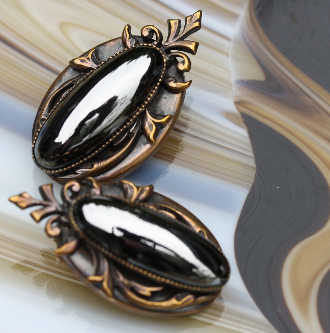 Ermani Bulatti Vintage Art Nouveau Hematite Earrings - Etsy