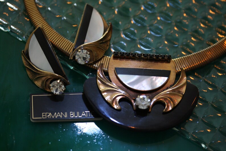 Ermani Bulatti Vintage Art Deco Choker and Earrings Demi Parure - Etsy