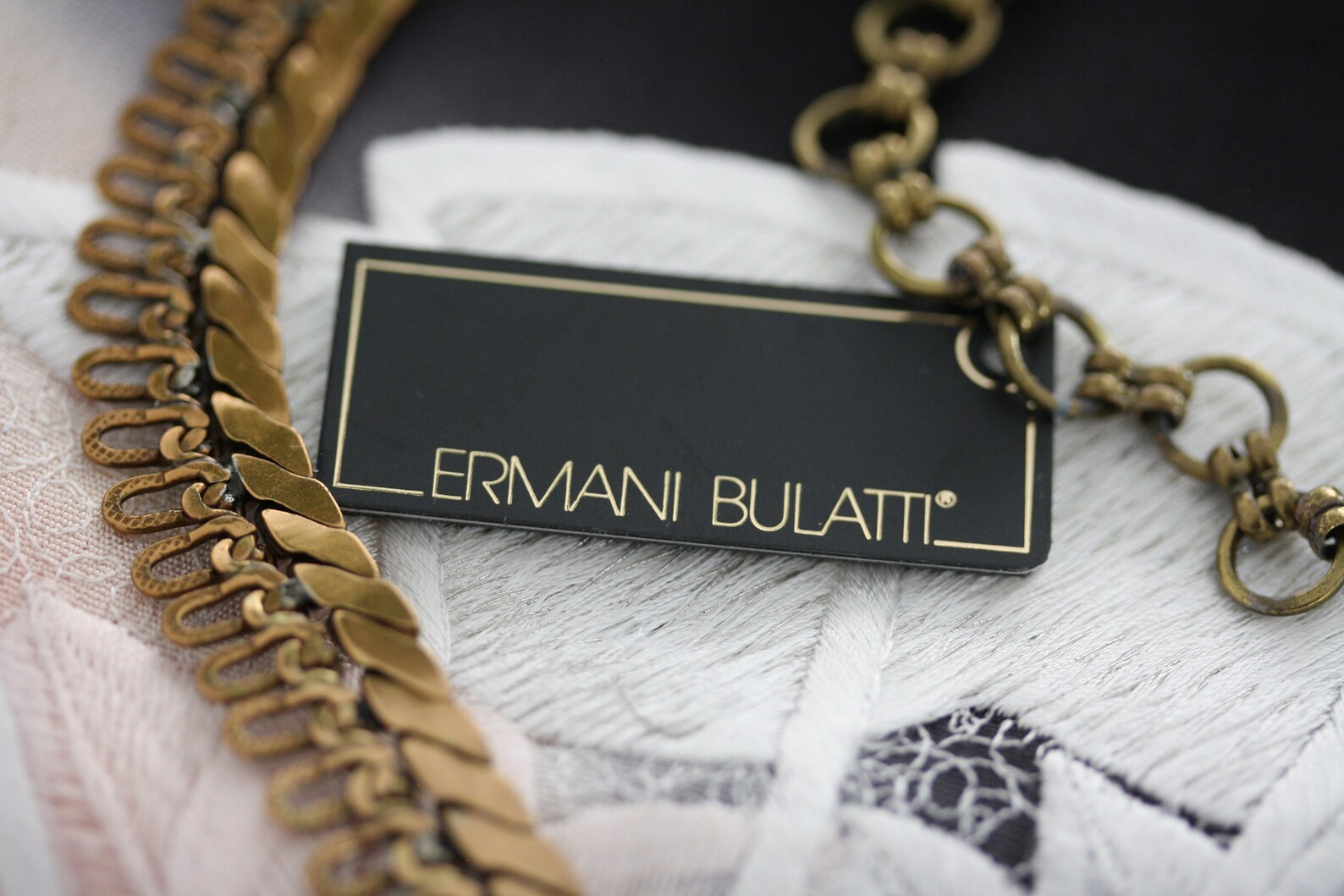 Early Ermani Bulatti Goldtone Choker With Signature Tag and Bee Icon ...