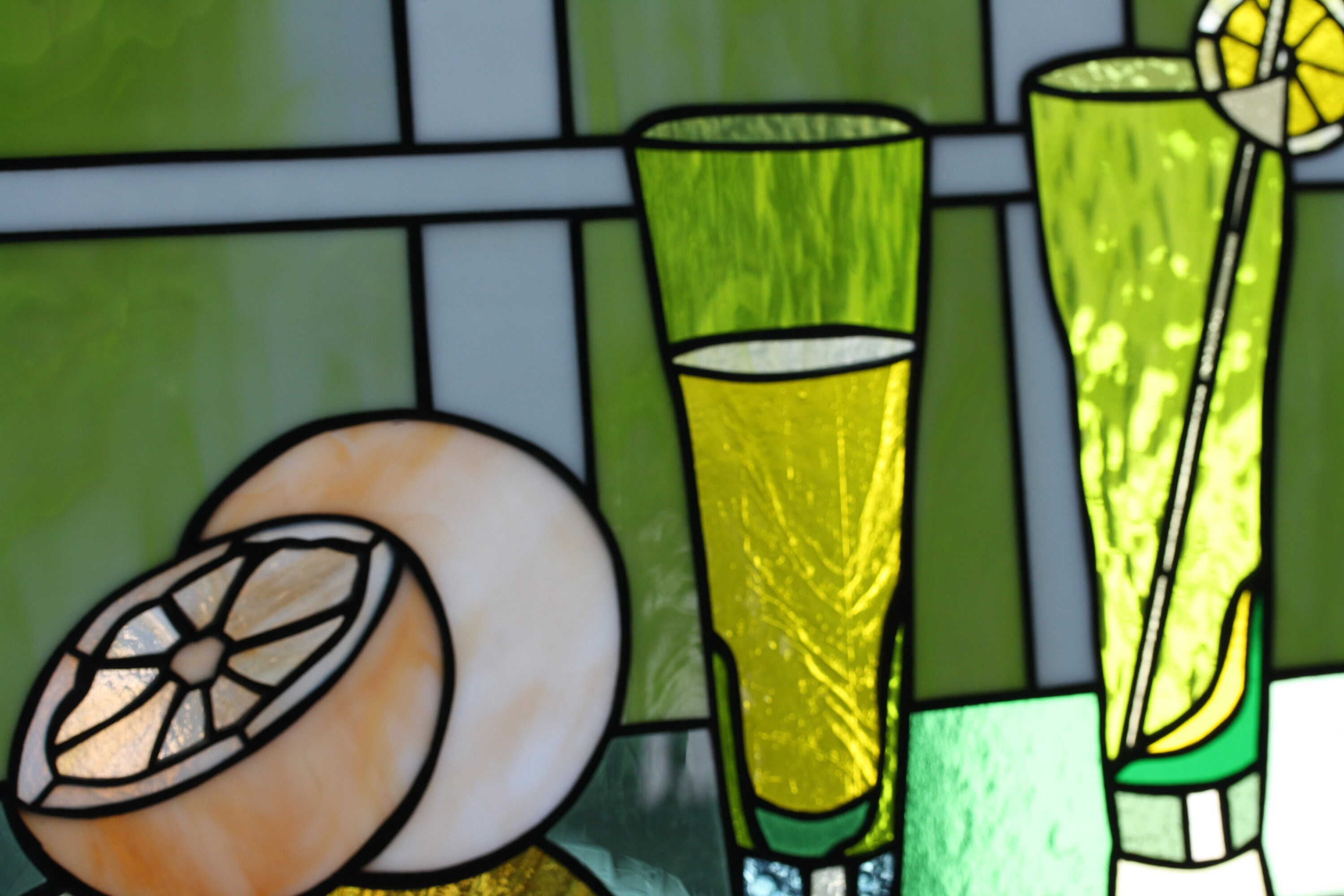 Custom One of a Kind Stained Glass Lemonade Window Oak Frame - Etsy