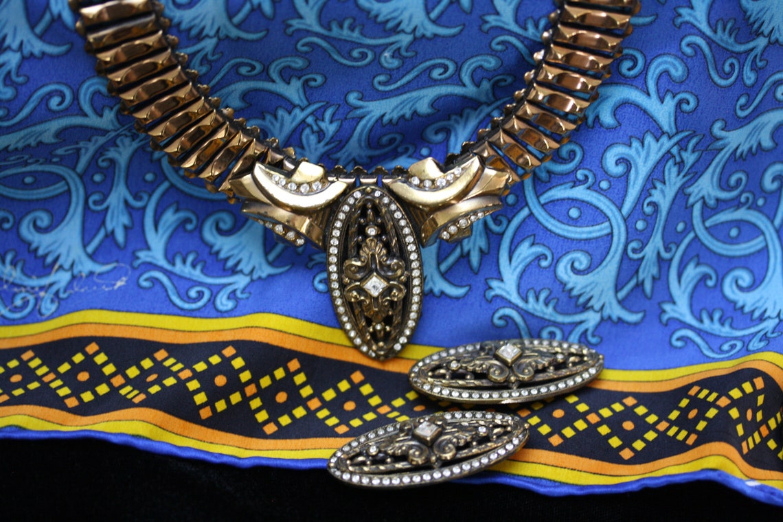 Ermani Bulatti Vintage Signed Heavy Omega Style Chain Art Deco Choker ...