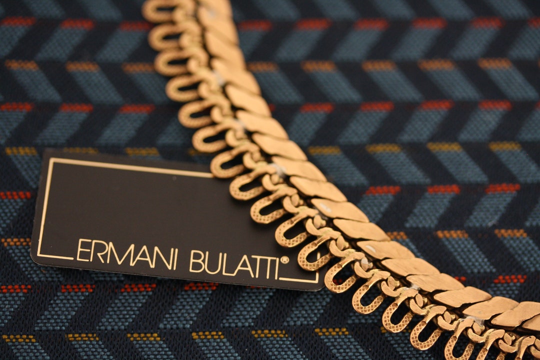 Early Ermani Bulatti Goldtone Choker With Signature Tag and Bee Icon ...