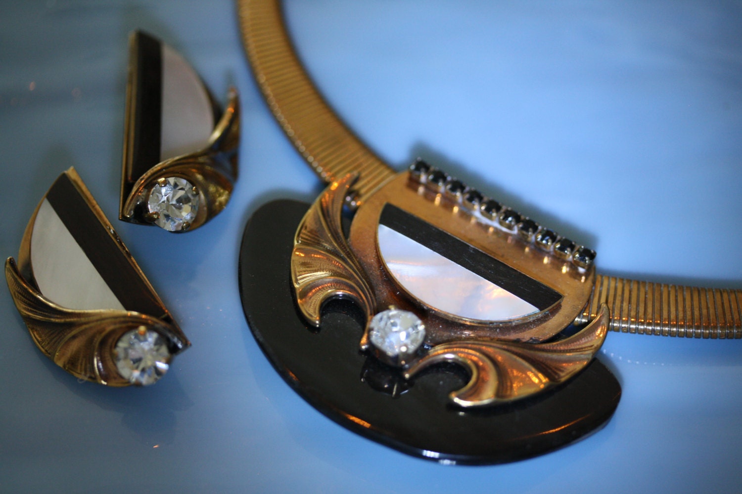 Ermani Bulatti Vintage Art Deco Choker and Earrings Demi Parure - Etsy