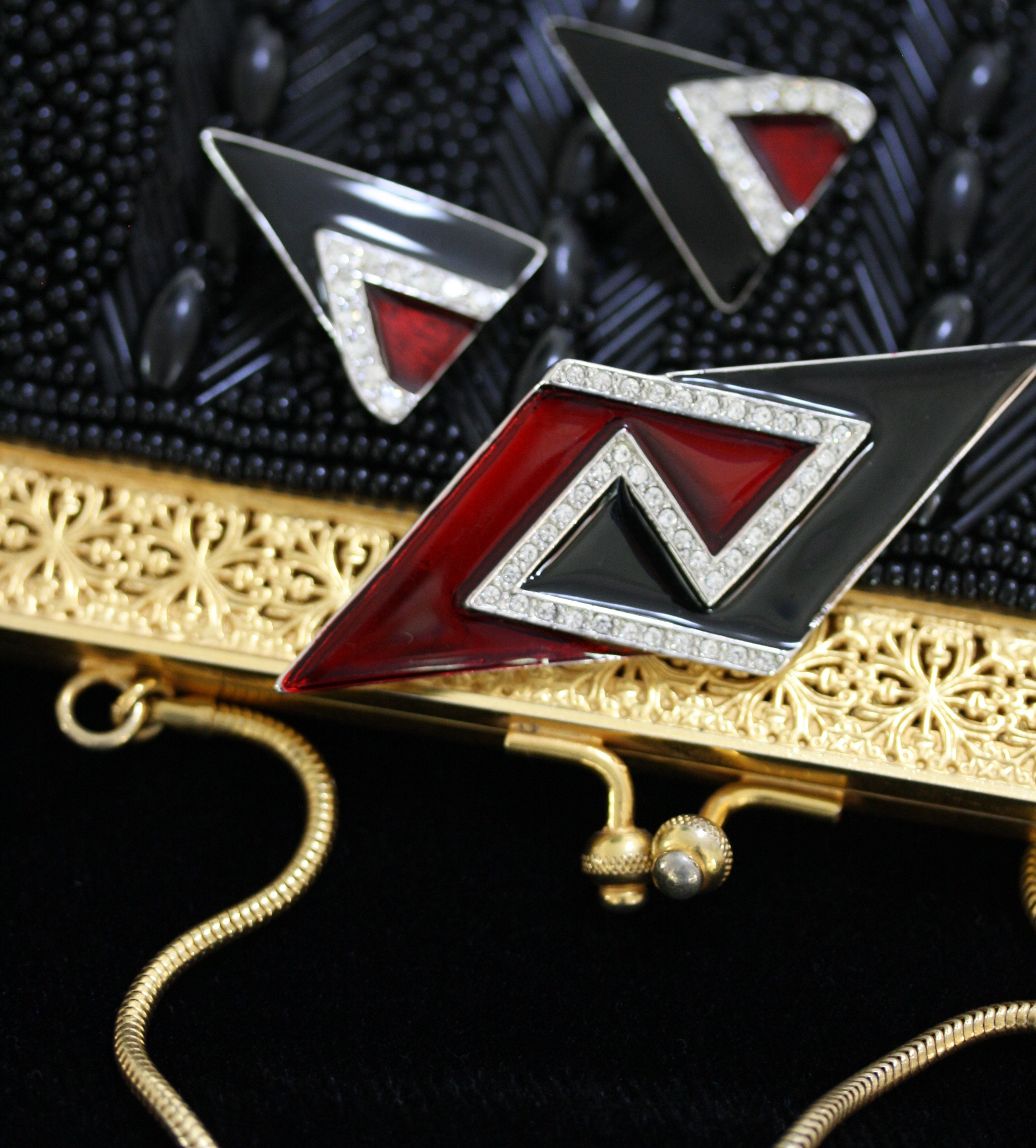 Jazz Age Vintage Monet Luscious Red and Black Enamel Art Deco Jewelry ...