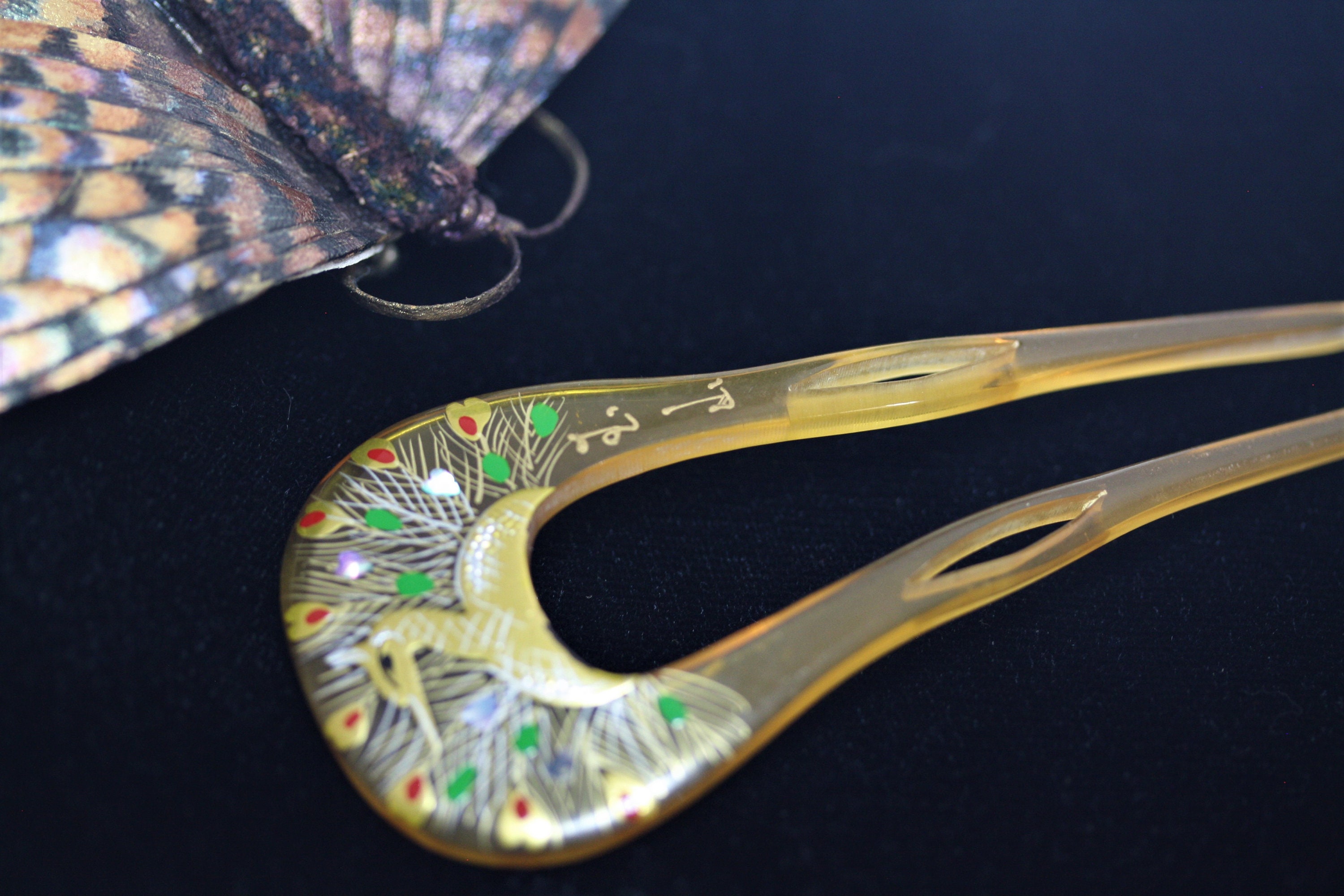 Vintage Celluloid Japanese Kanzashi Peacock Hair Comb - Etsy