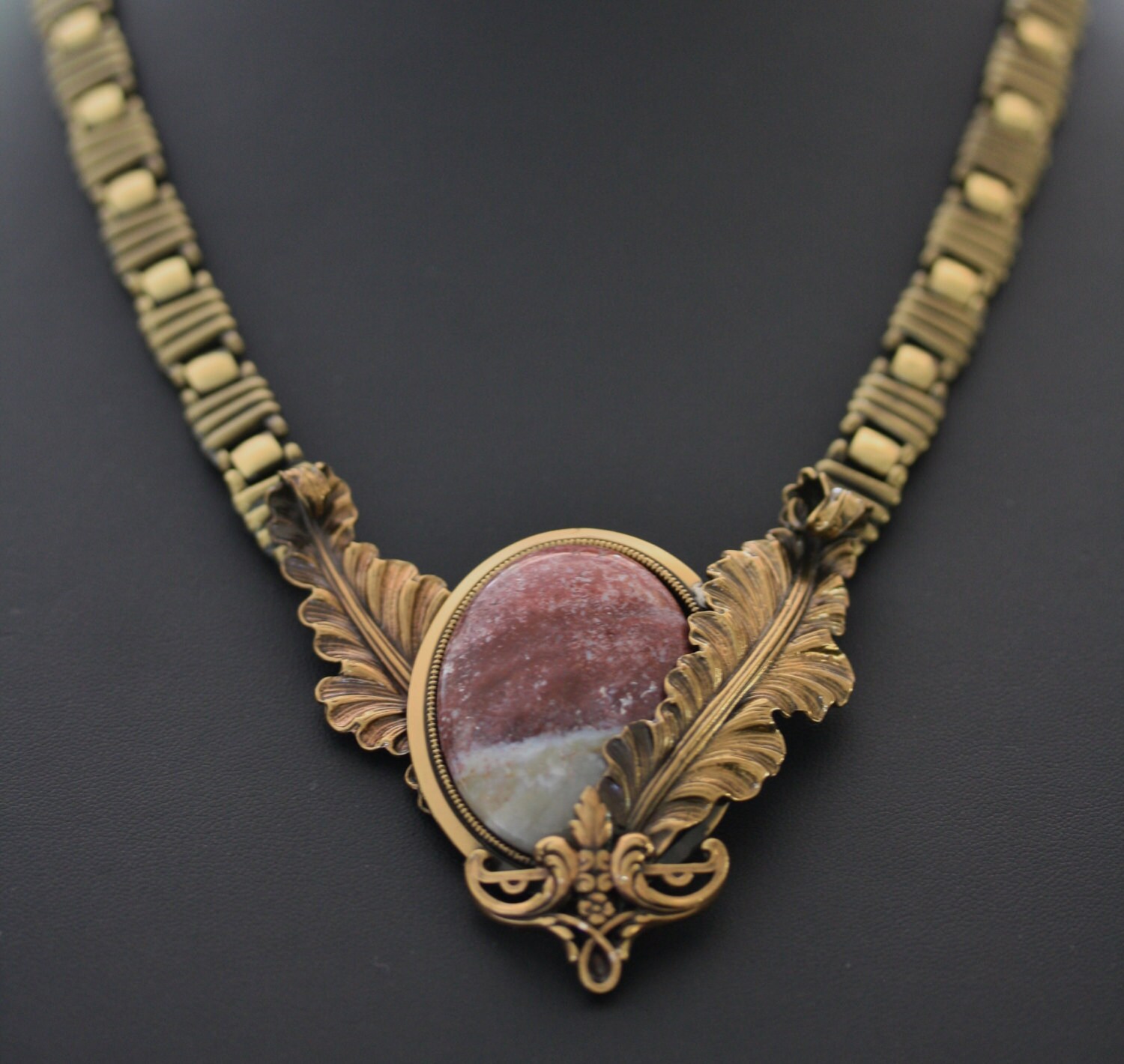 Ermani Bulatti Vintage Stone and Hammered Victorian Necklace - Etsy