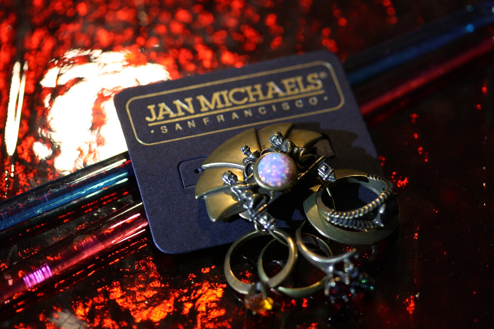 Jan Michaels San Francisco Vintage Opal Etruscan Brooch - Etsy