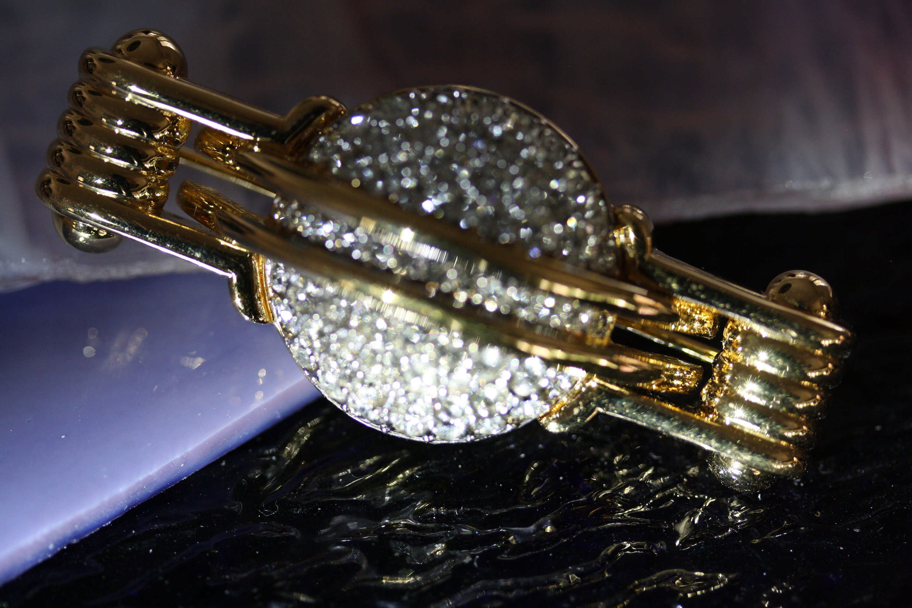 Nina Ricci Vintage Art Deco Gold and Crystal Modernist Brooch Pin - Etsy