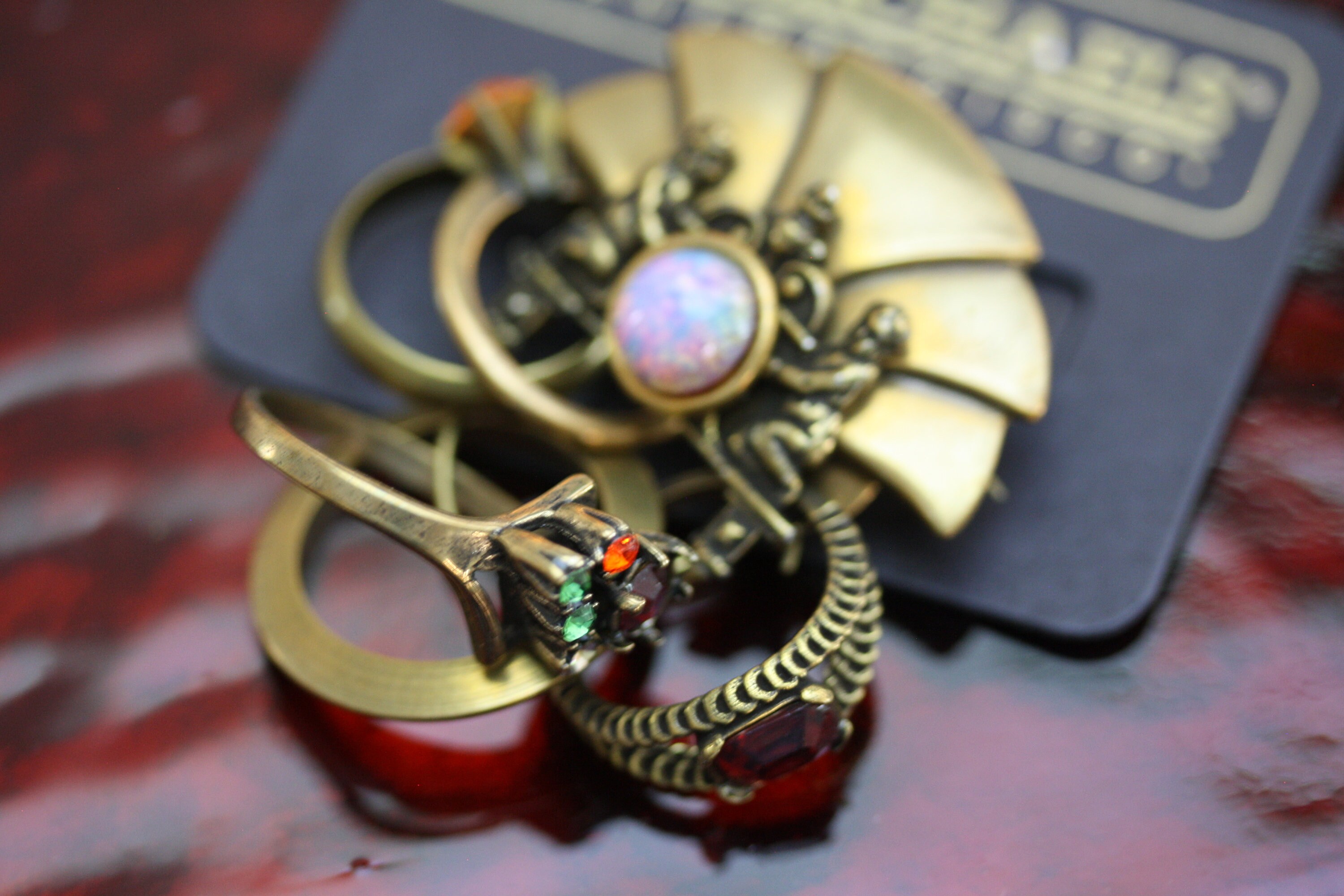 Jan Michaels San Francisco Vintage Opal Etruscan Brooch - Etsy