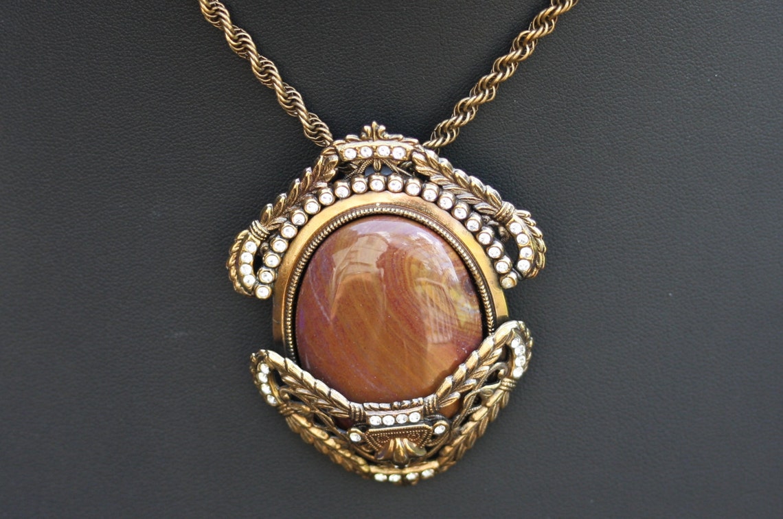 Ermani Bulatti Vintage Stone Art Nouveau Necklace - Etsy