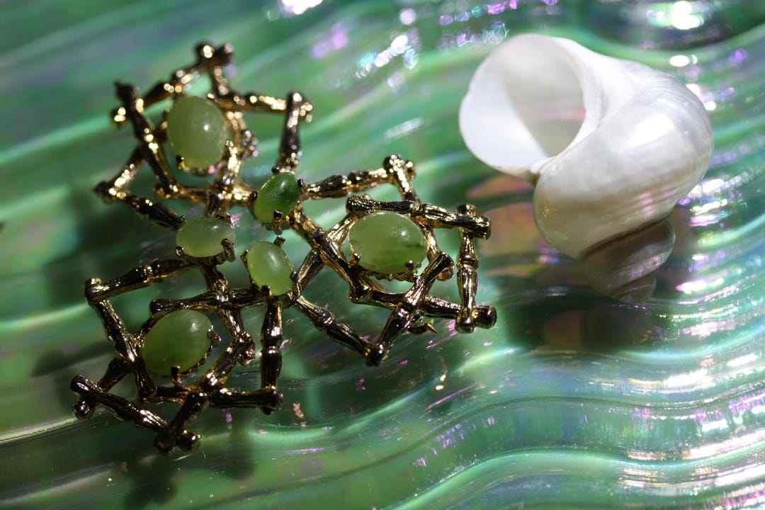 Wonderful Vintage Alice Caviness Gold Vermeil and Jade Art Nouveau ...