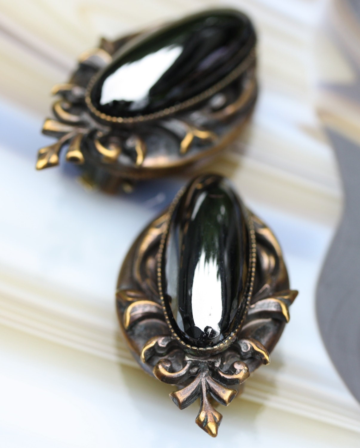 Ermani Bulatti Vintage Art Nouveau Hematite Earrings - Etsy
