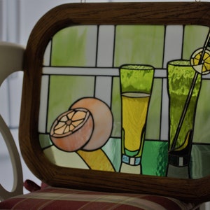 Custom One of a Kind, Stained Glass Lemonade Window, Oak Frame - Etsy