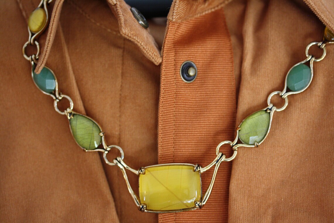 Monet Pale Lemon & Lime Vintage Deco Domed Lucite Choker - Etsy