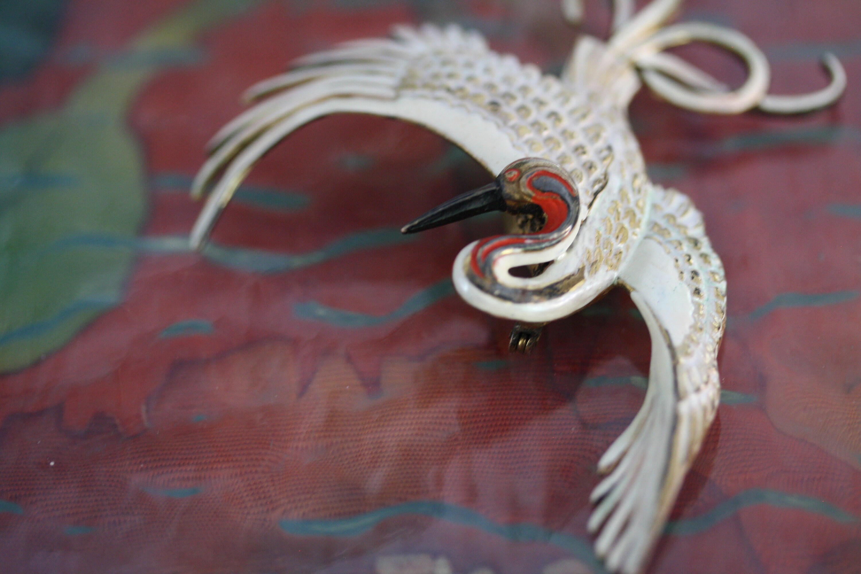 Lovely Detailed Japanese Art Nouveau Crested Crane Brooch - Etsy