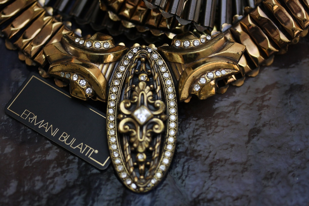 Ermani Bulatti Vintage Signed Heavy Omega Style Chain Art Deco Choker ...