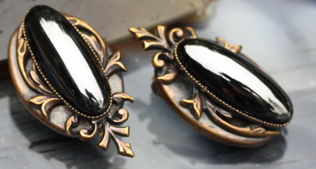 Ermani Bulatti Vintage Art Nouveau Hematite Earrings - Etsy