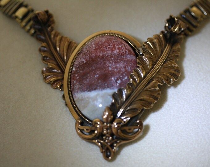 Ermani Bulatti Vintage Stone and Hammered Victorian Necklace - Etsy