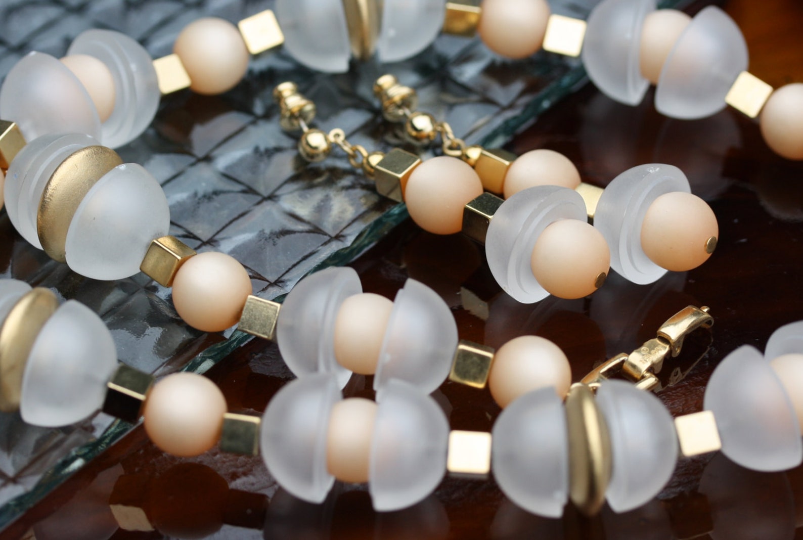 70s Napier Frosted Pastel Glass Demi Parure - Etsy