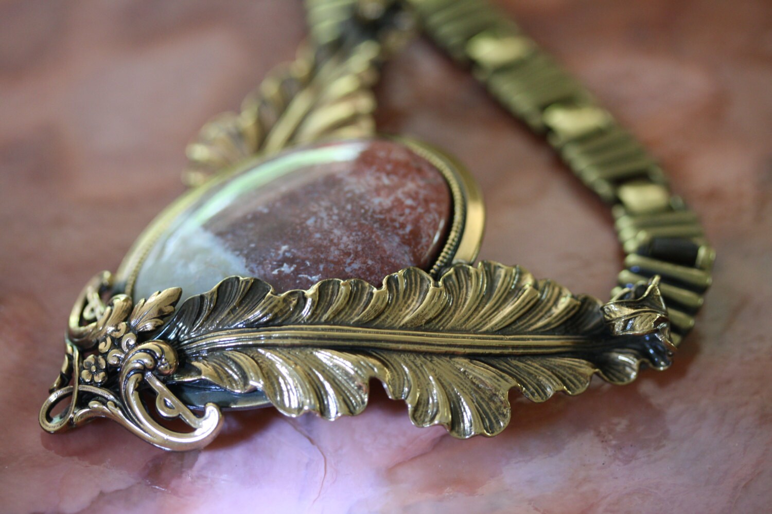 Ermani Bulatti Vintage Stone and Hammered Victorian Necklace - Etsy