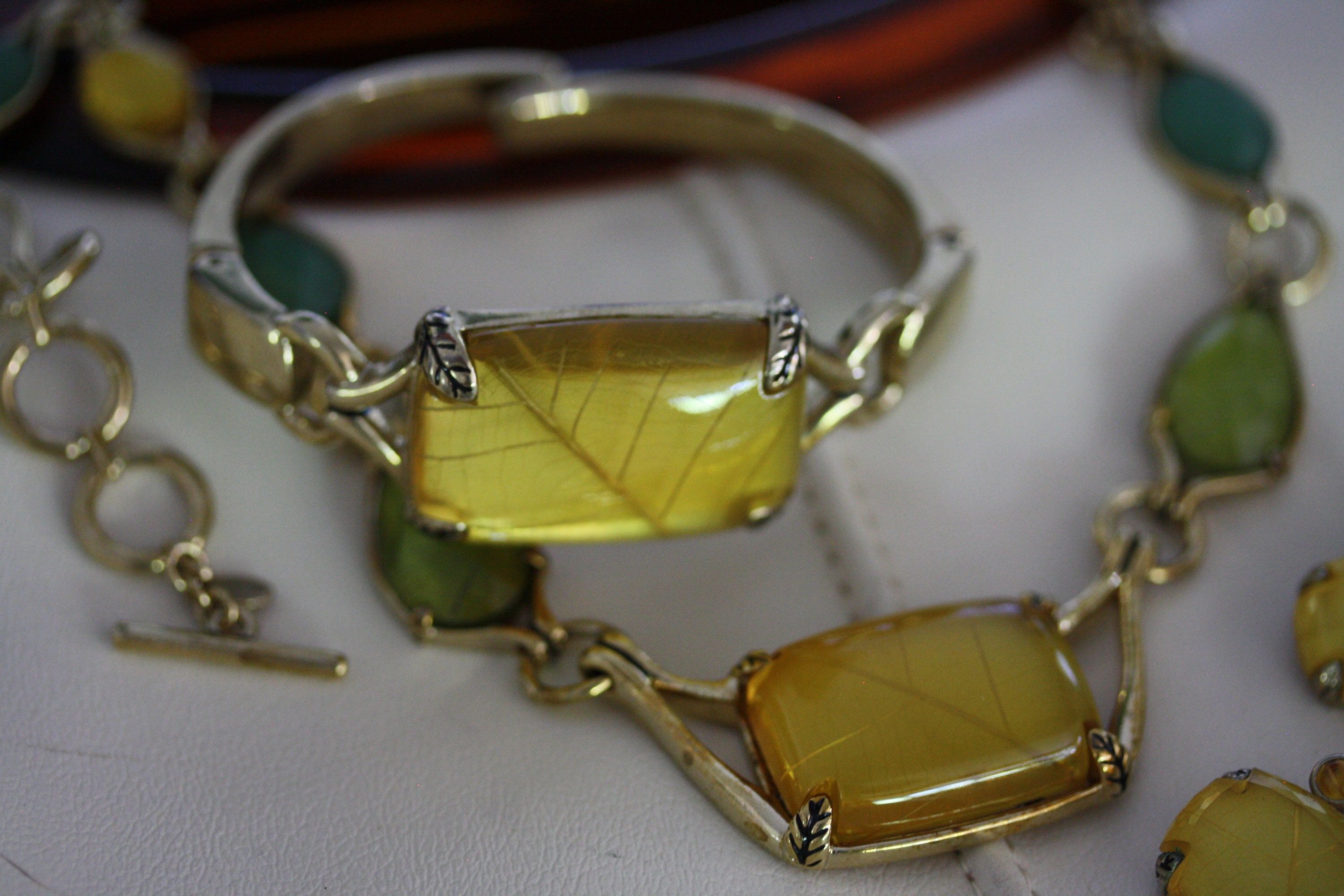 Monet Pale Lemon & Lime Vintage Deco Domed Lucite Choker, Bracelet Set ...