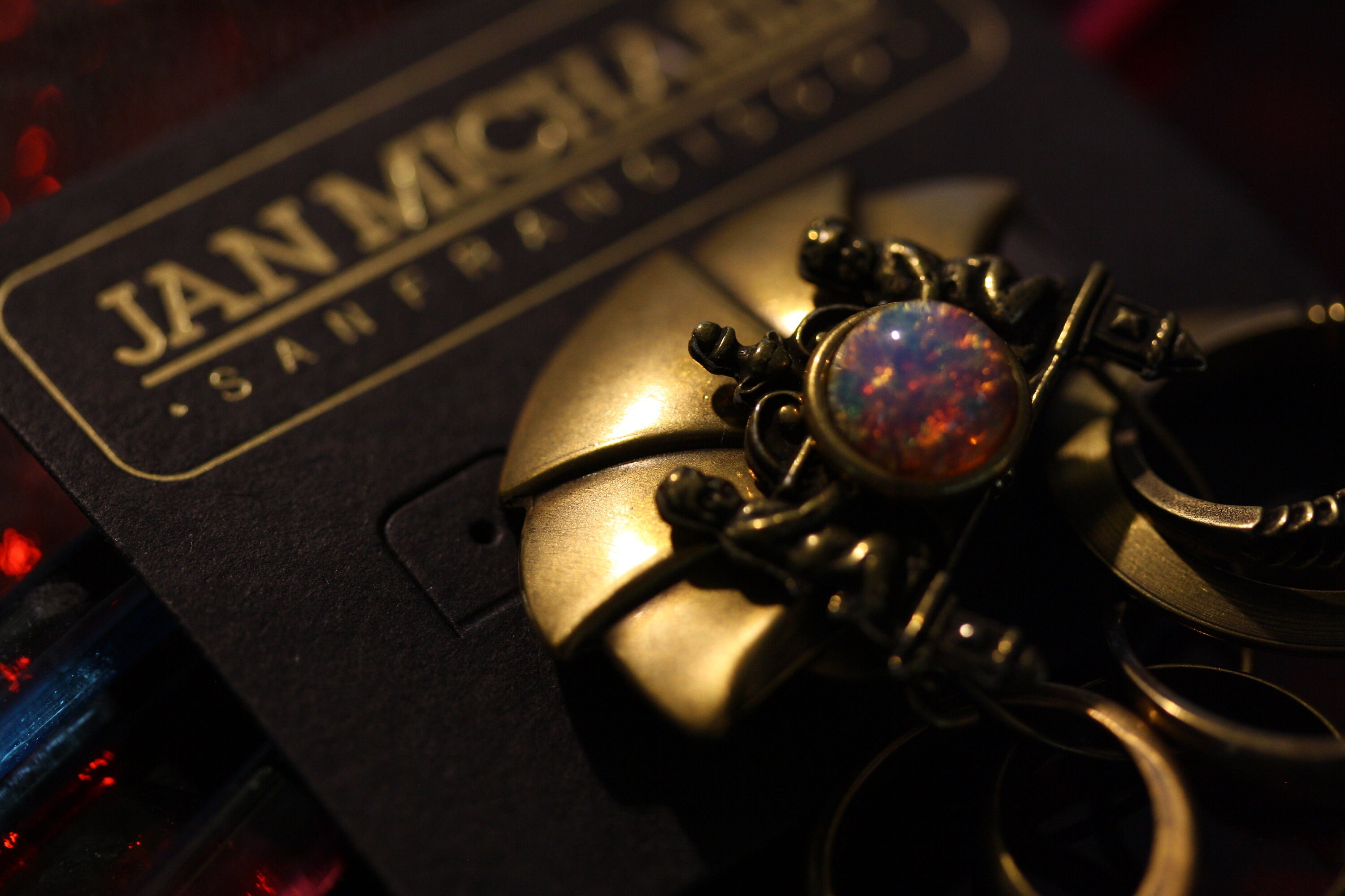 Jan Michaels San Francisco Vintage Opal Etruscan Brooch - Etsy