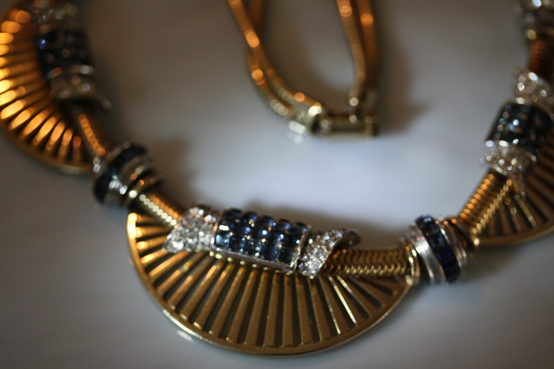 Boucher Magnificent Art Deco Saphire Blue and White Crystal Choker - Etsy