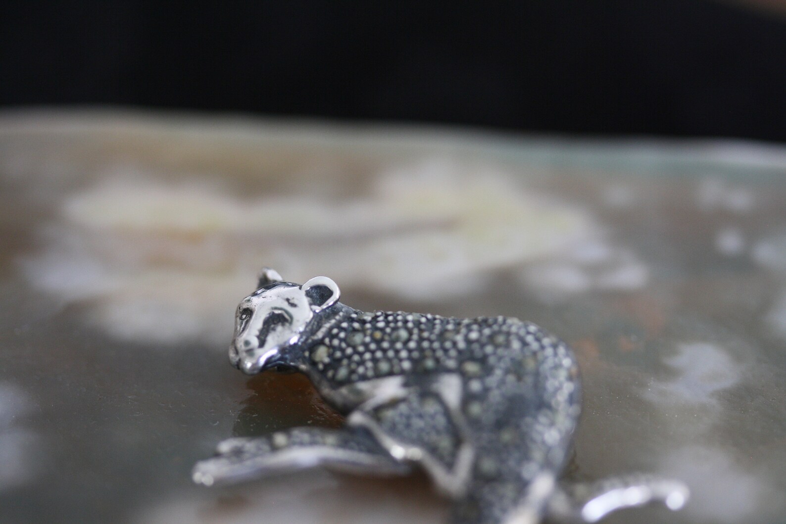 Ocelot Leopard Big Cat Vintage Sterling Silver Marcasite Pin | Etsy