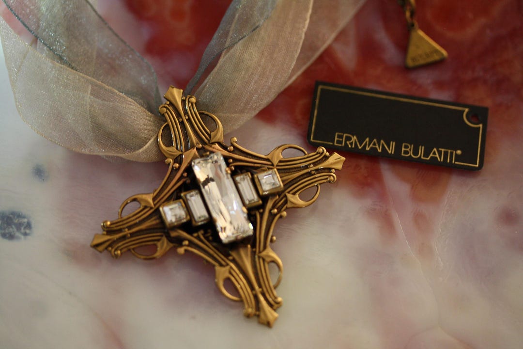 HTF Vintage Ermani Bulatti Victorian Cross Pendant Necklace Choker - Etsy