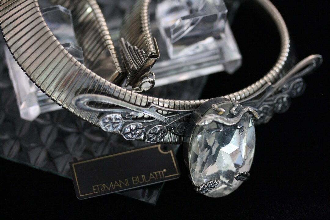 Ermani Bulatti Vintage Art Deco Art Nouveau Lizzard Choker With Crystal ...