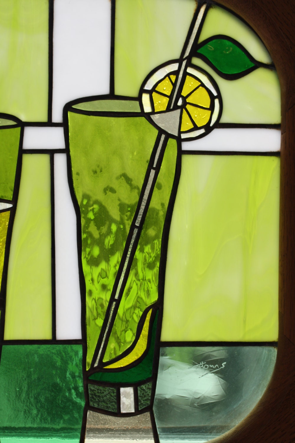 Custom One of a Kind, Stained Glass Lemonade Window, Oak Frame - Etsy