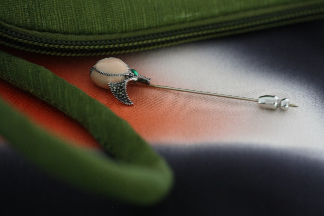 Judith Jack Vintage Art Deco Peach Tulip Sterling Silver Marcasite ...