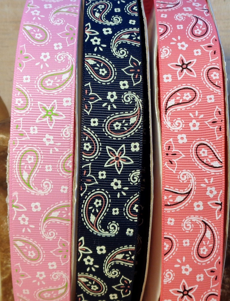 2 Yards 1" Paisley Print Grosgrain Ribbon - Your Choice of Color - Etsy