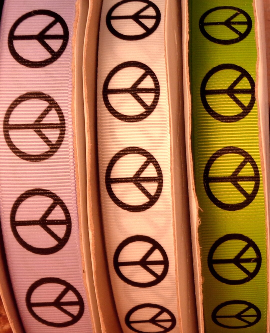 2 Yards 7/8" US Designer Peace Sign Print Grosgrain Ribbon - Your ...