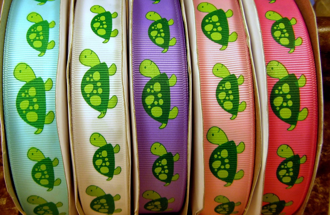 2 Yards 7/8" US Designer Green Turtle Print - Choice of Color ...