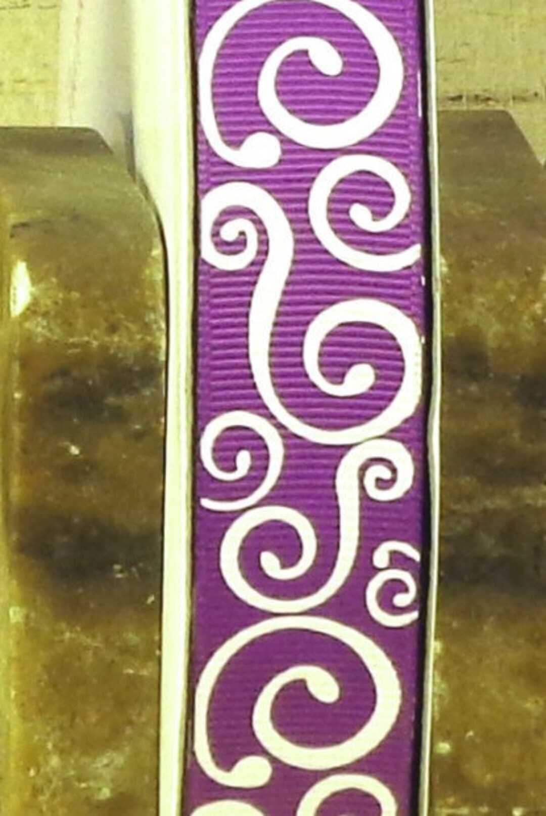 2 Yards 7/8" US Designer Neon Purple W/white Scroll - Swirl Print ...