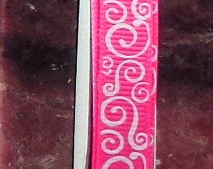 2 Yards 3/8 US Designer Neon Pink Swirl Scroll Print Grosgrain Ribbon ...