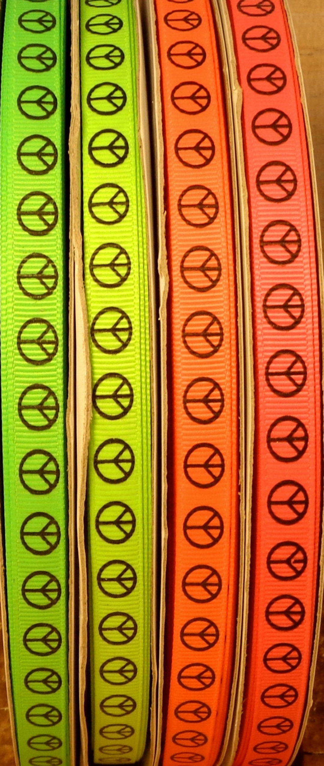 2 Yards 3/8" US Designer Peace Sign Print Grosgrain Ribbon - Your ...