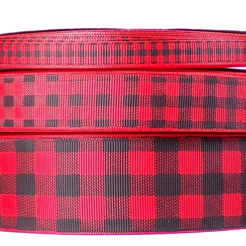 Red Plaid Ribbon - Etsy