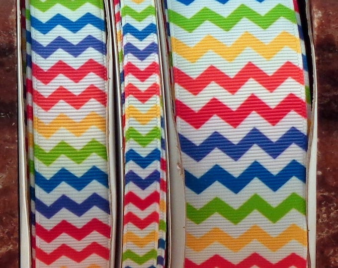 2 Yards 3/8, 7/8 or 1.5 US Designer Rainbow Chevron Print Grosgrain Ribbon - Etsy