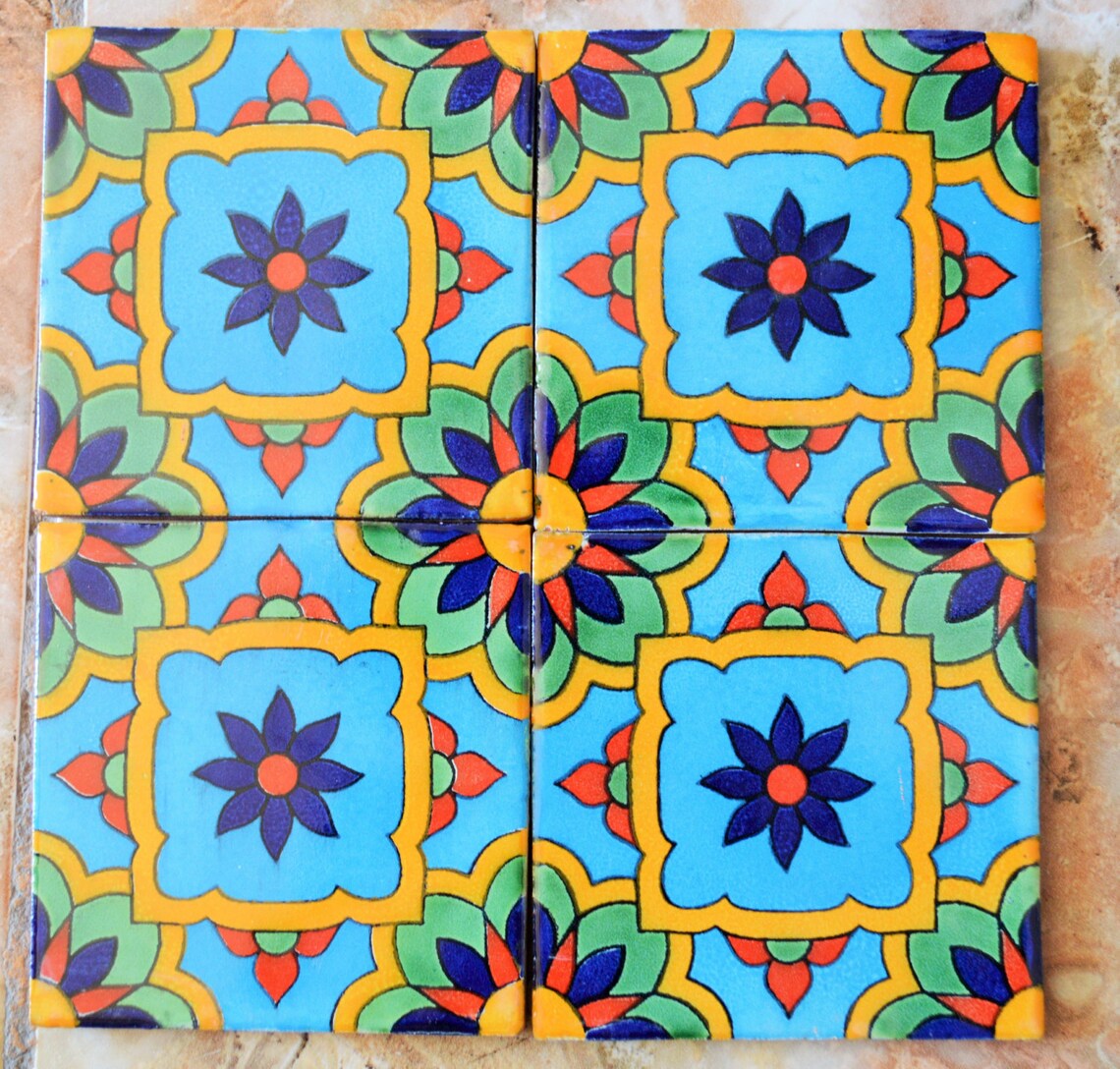 90 azulejos mexicanos. Pintados a mano 4x4 | Etsy