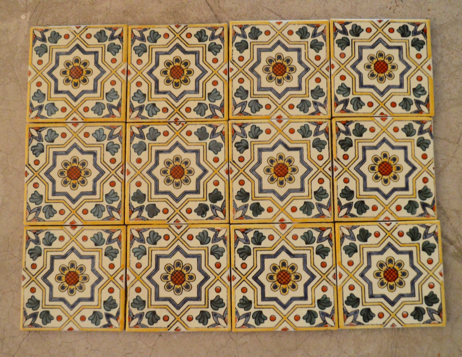 12 Mexican Talavera Tiles Handmade Hand Painted 4 x - Etsy