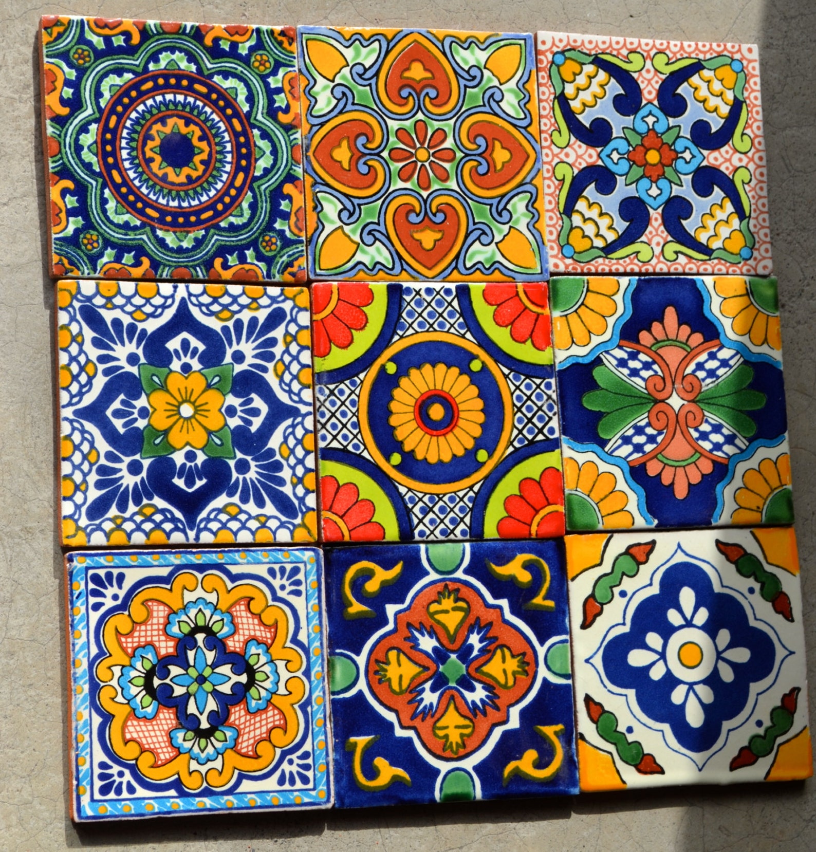 18 Mexican Talavera Tiles. Hand made-Hand painted 4 "X 4"/ Mix - Etsy ...