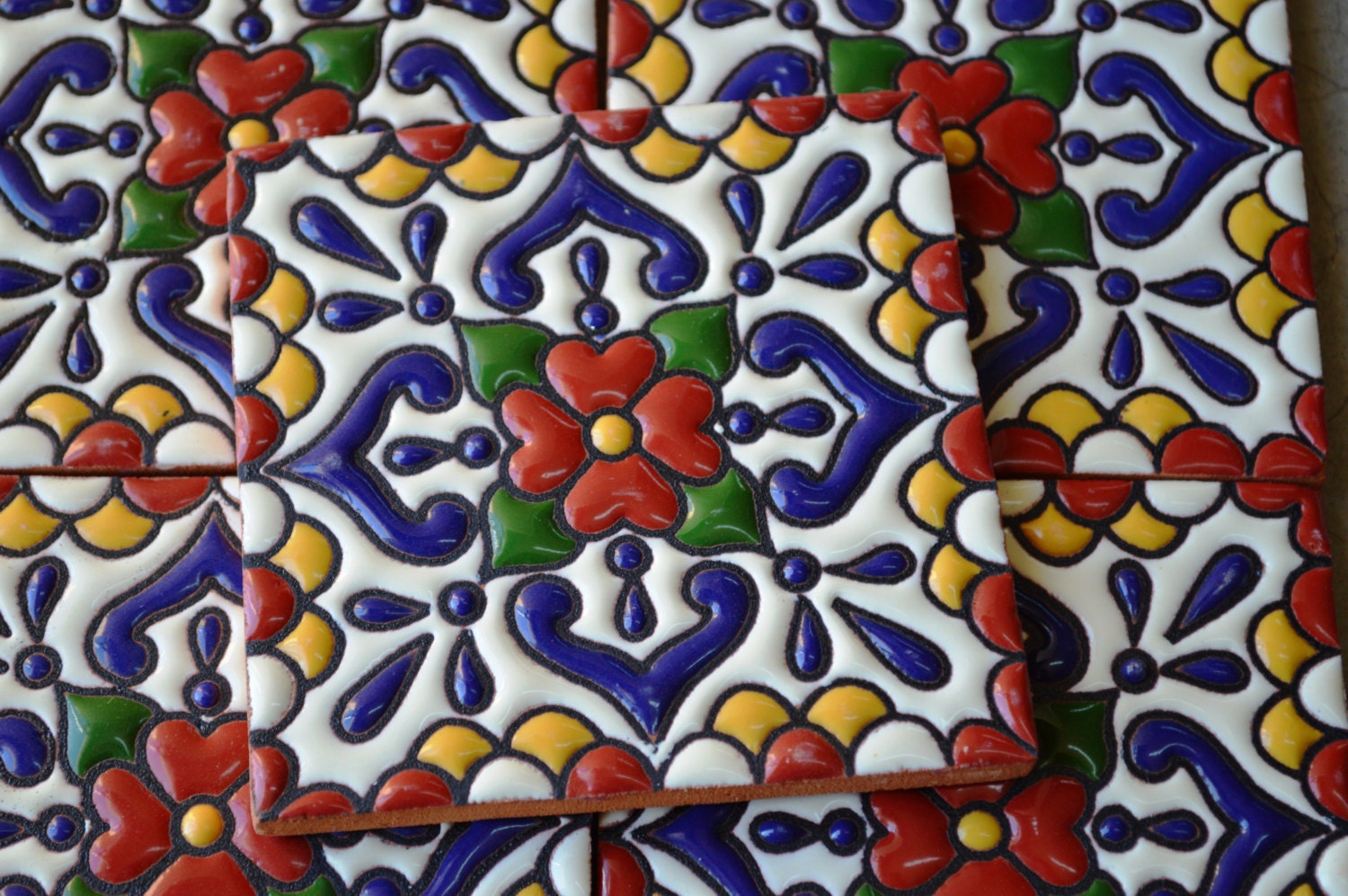 6 Mexican Talavera Tiles Handmade Hand Painted 4 x - Etsy