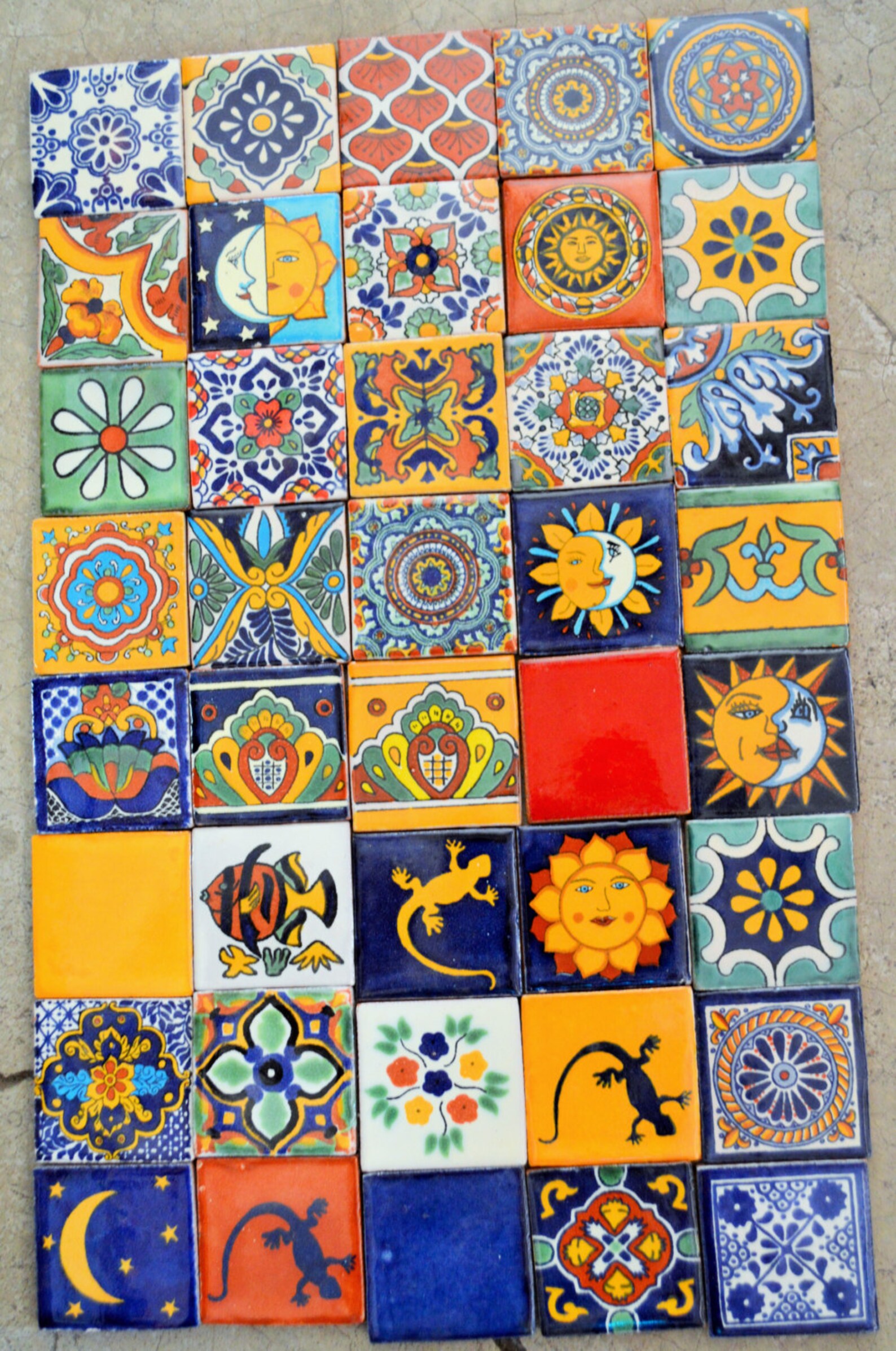 40 Mexican Talavera Tiles Handmade Hand Painted 2 x - Etsy