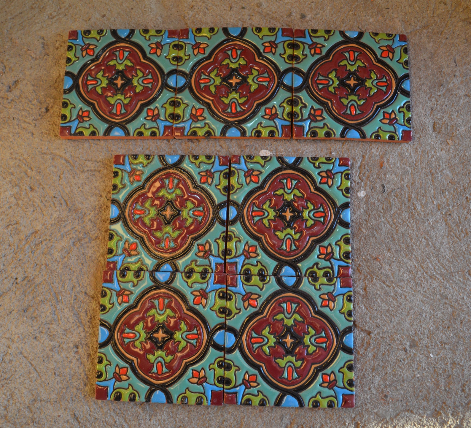 6 Piecestalavera Tiles 6x6 or 4x4 Handmade. - Etsy
