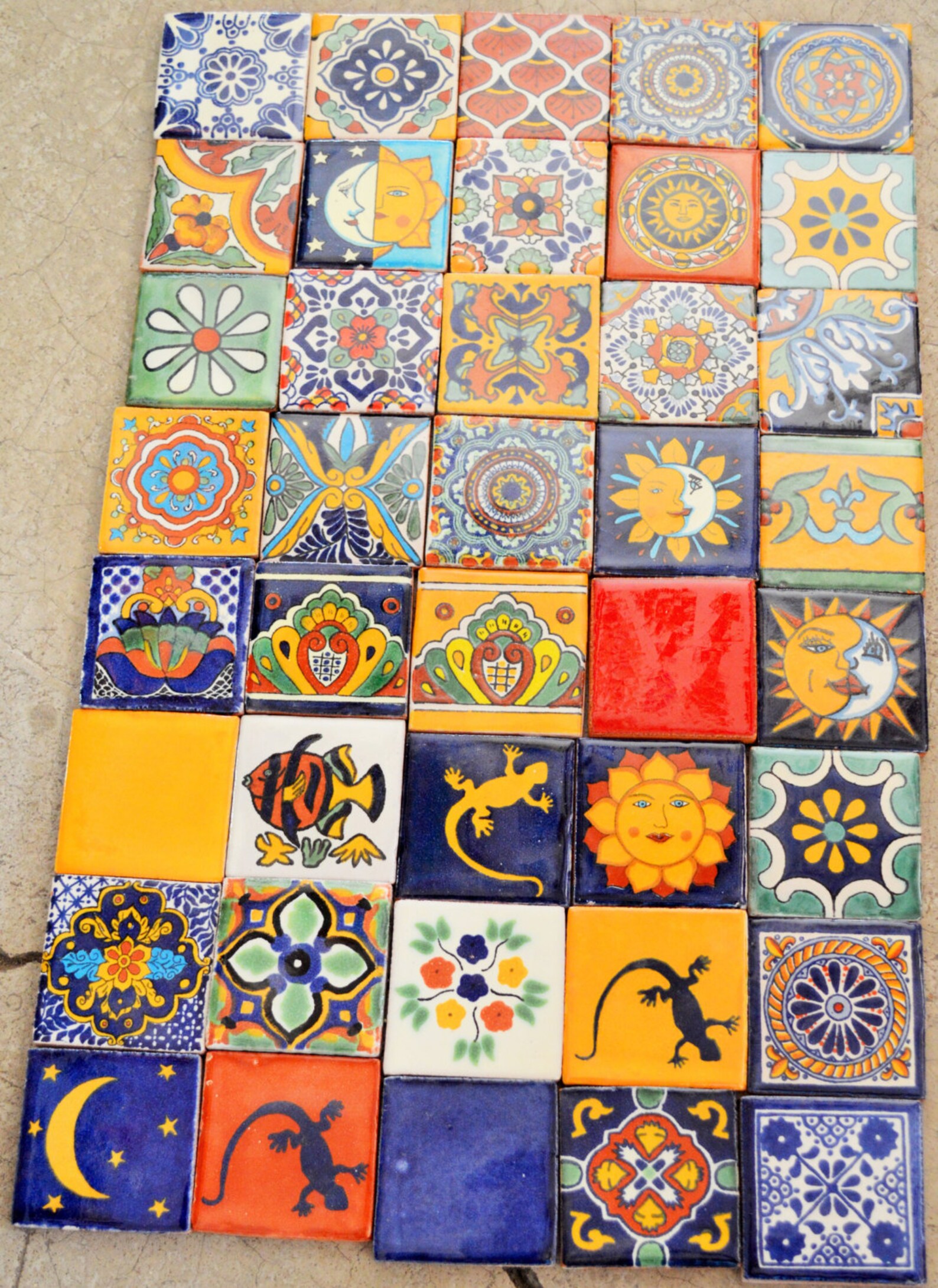 40 Mexican Talavera Tiles Handmade Hand Painted 2 x - Etsy