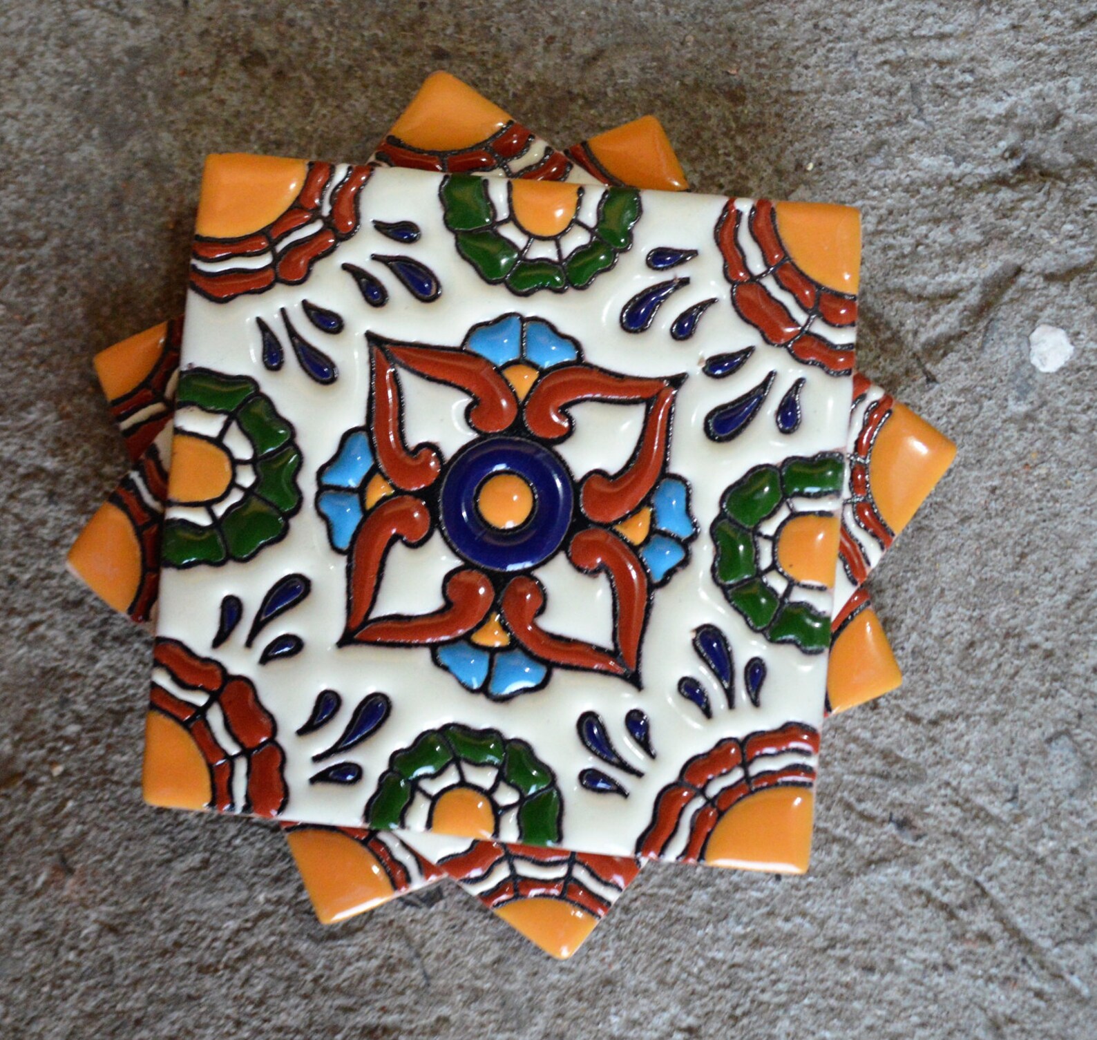 10 Mexican Talavera Tiles Handmade- Hand Painted 4 "x 4" - Etsy
